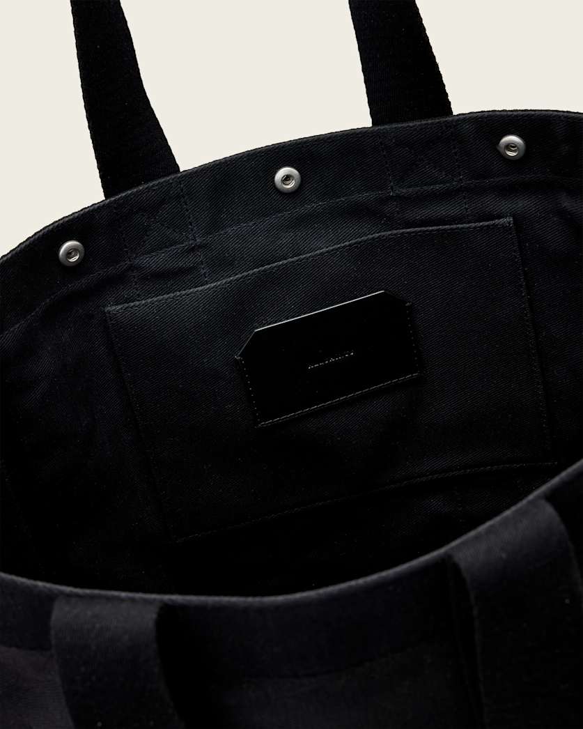 Layo Spacious Canvas Tote Bag Washed Black | ALLSAINTS US